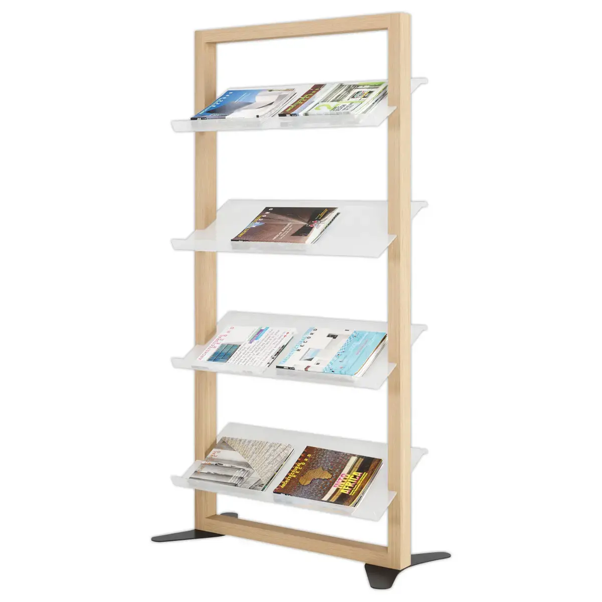 Présentoir de sol 4 tablettes acryliques