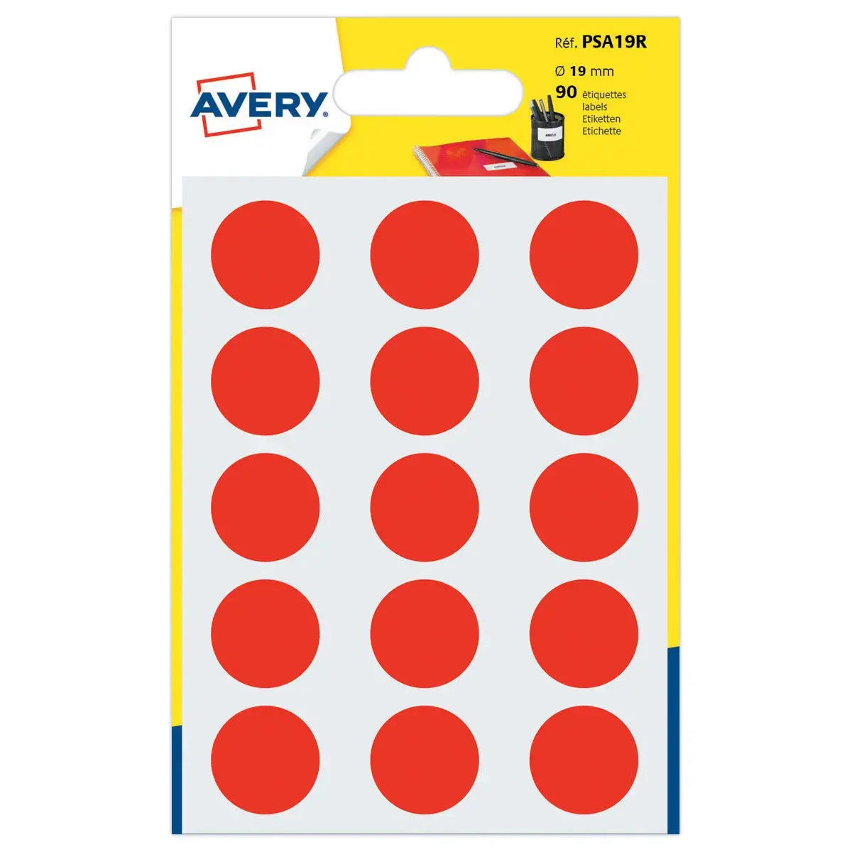 Pastilles gommettes - Ø 19 mm - rouge - AVERY