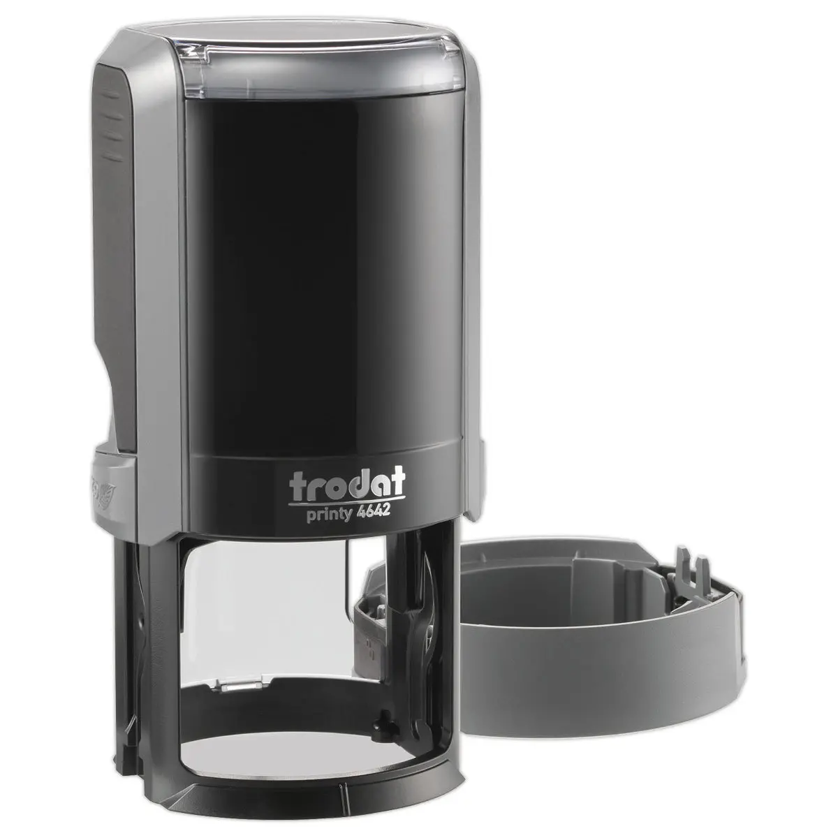 Timbre person.Printy 4642-Boîtier gris-Encre noire-Ø42mm-8 lignes max