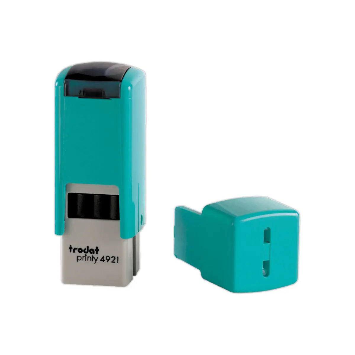 Timbre person.Printy 4921-Boîtier ve.menthe-E.noire-12X12mm-2 lignes m