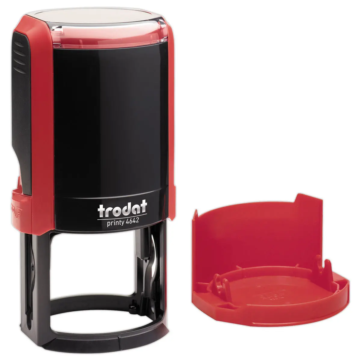 Timbre person.Printy 4642-Boîtier rouge-Encre rouge-Ø42mm-8 lignes max